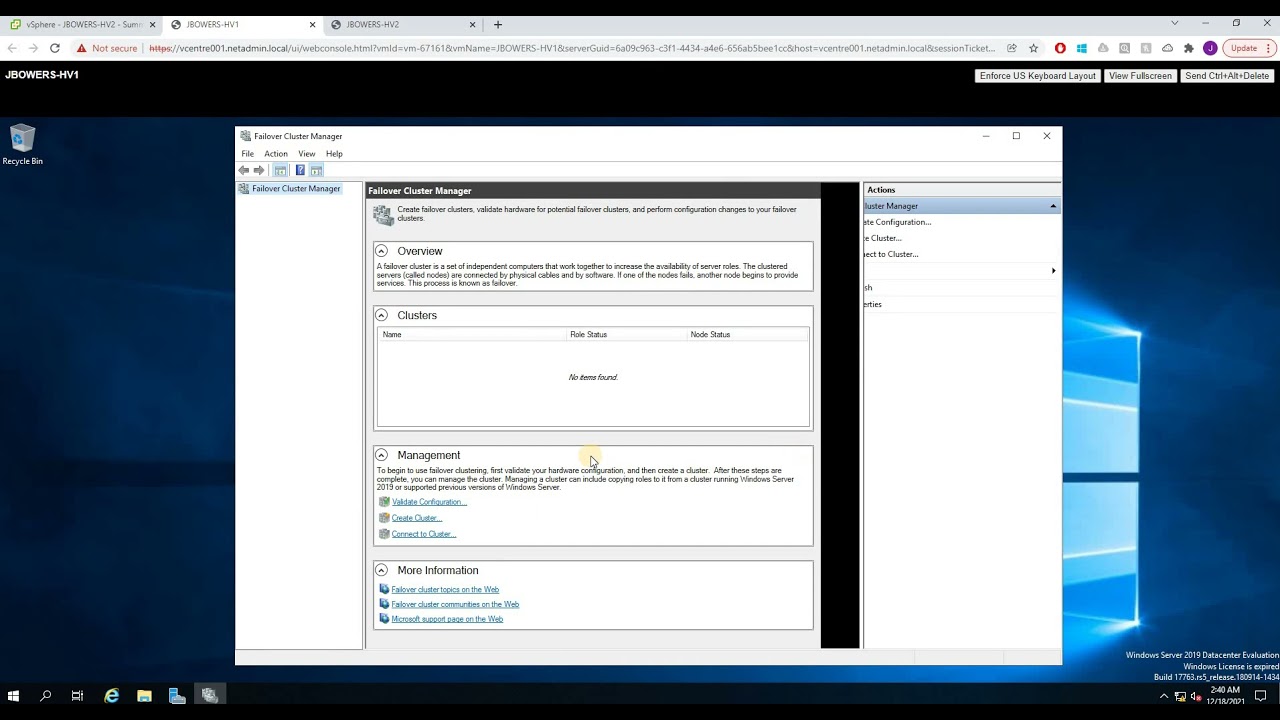Creating a Failover Cluster
