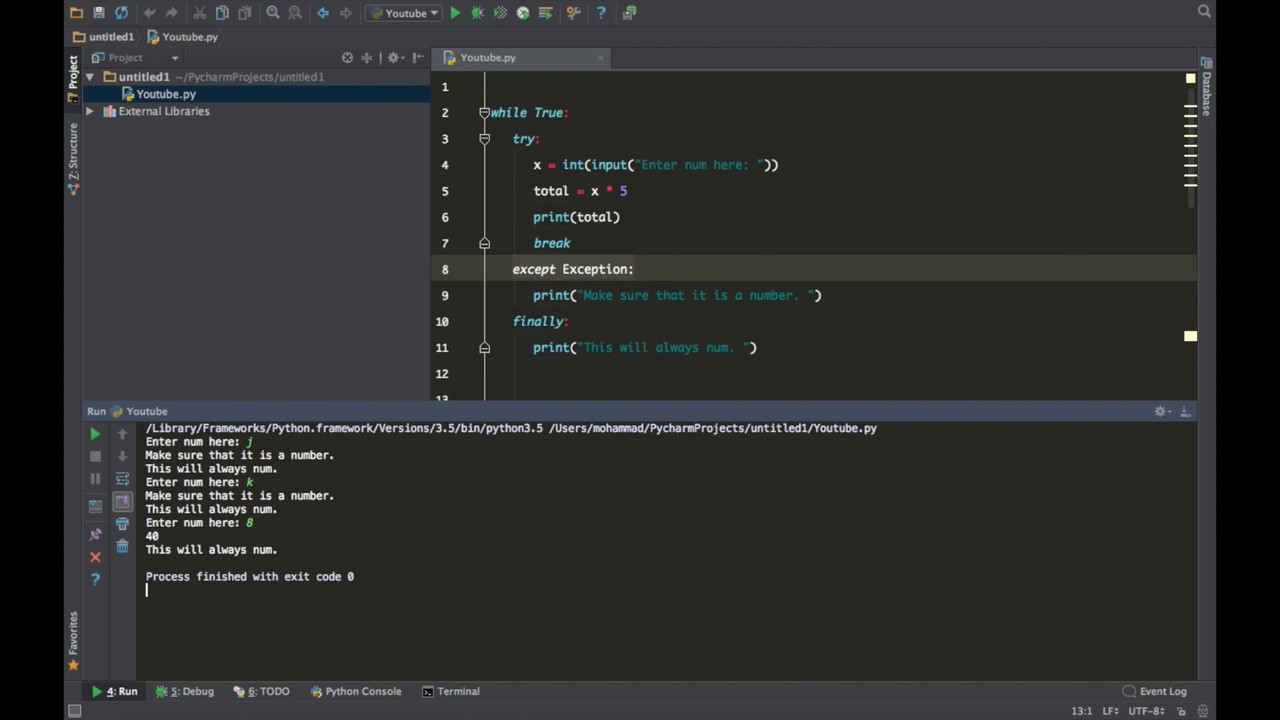 Python Basics - 27 - Exceptions - Prevent your Program from Crashing