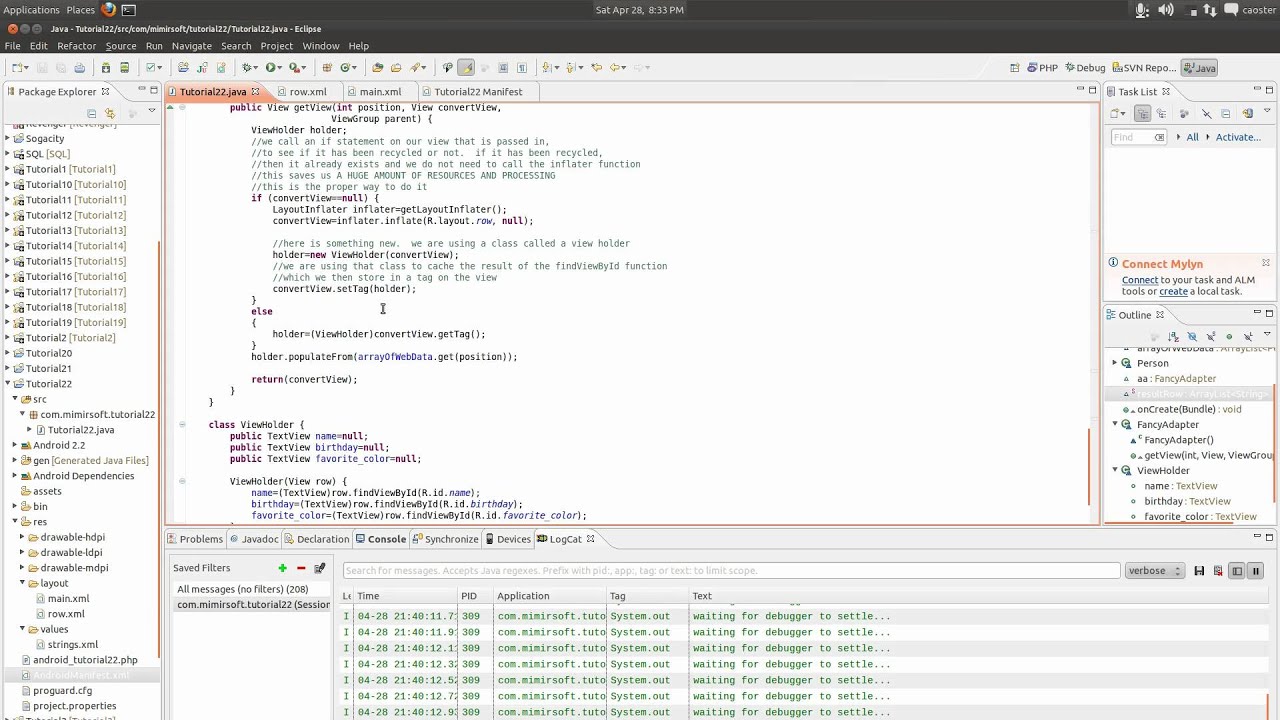 Android Tutorial 22 - JSON Array data display in ListView using ArrayList with custom class