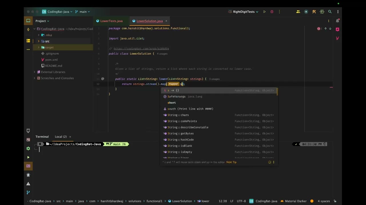CodingBat Java | Functional-1 Section | lower
