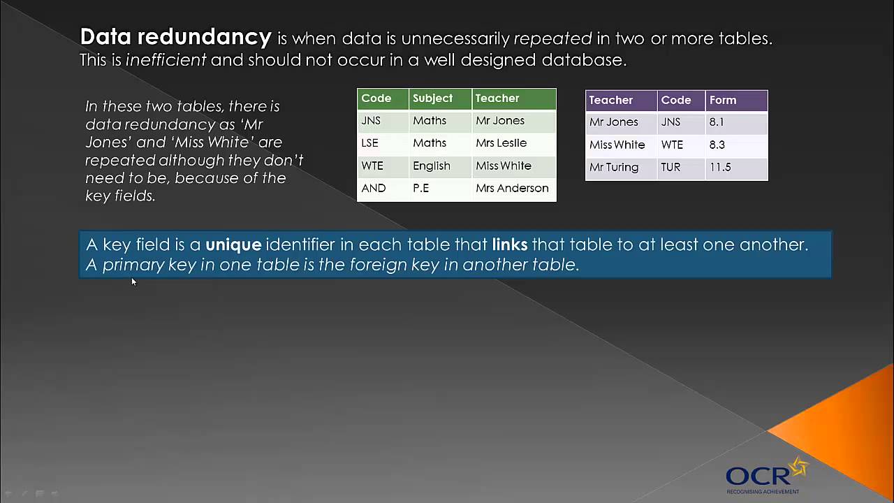 OCR GCSE Computing: Relational Databases - Topic 16 [OLD COURSE]
