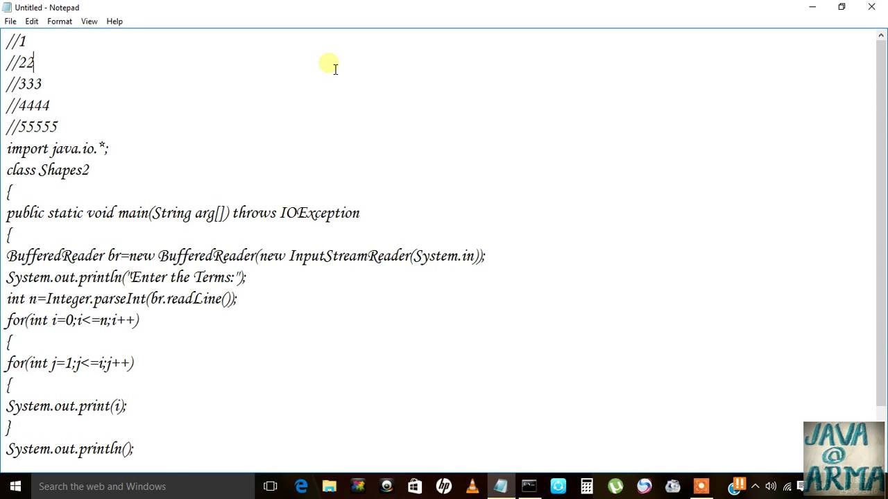 Nested loops Java Patterns 3 by taking input from user