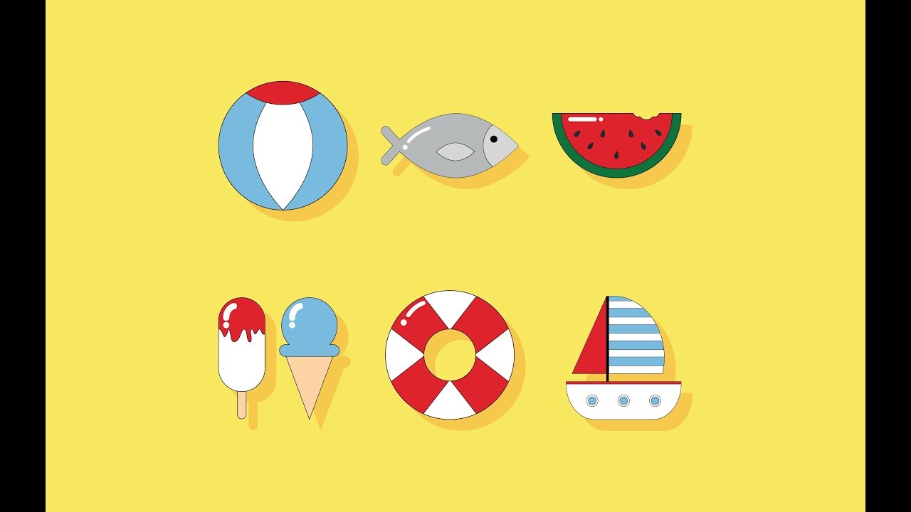 Create Simple Beach Theme Icons | Adobe Illustrator Tutorial