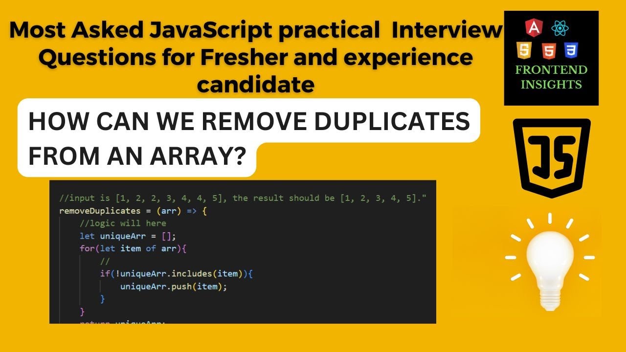 JavaScript Remove Duplicates from an Array | javascript coding interview |  Frontend Insights #js