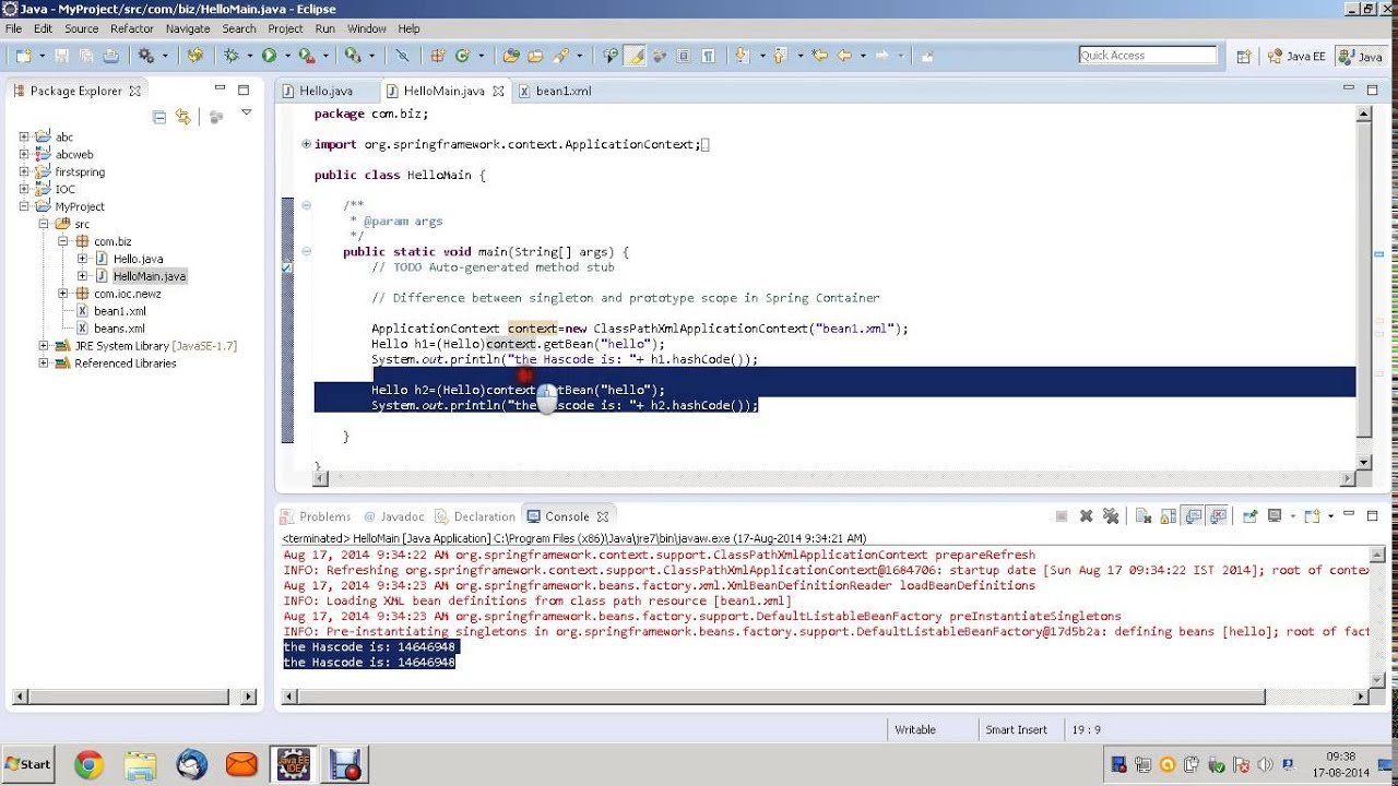 Difference between singleton and prototype scope in Spring Container