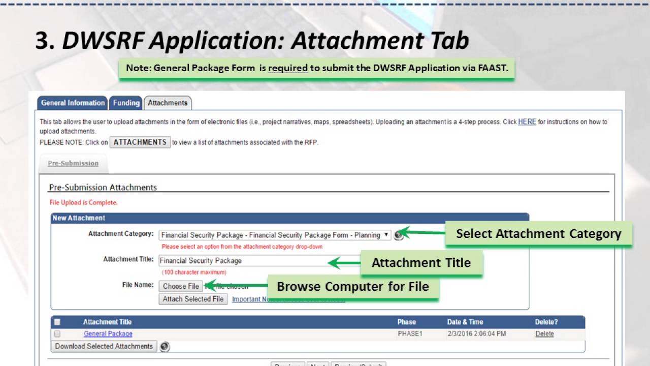DWSRF FAAST Submit Application