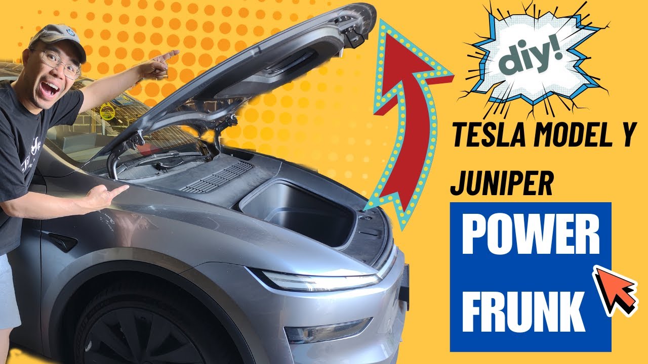 DIY Power Frunk install for your Tesla Model Y Juniper Tesstudio! Remote open and close from app