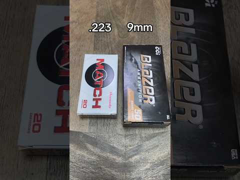 .223 VS 9mm Size comparison #gun #ammo #223 #9mm #america #shorts