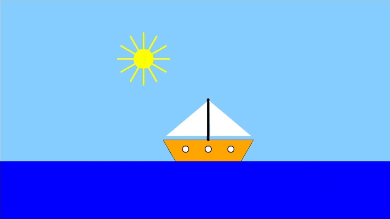 Draw Boat in Water Using Python Turtle Graphics.  Python programming ke use se boat banaye.