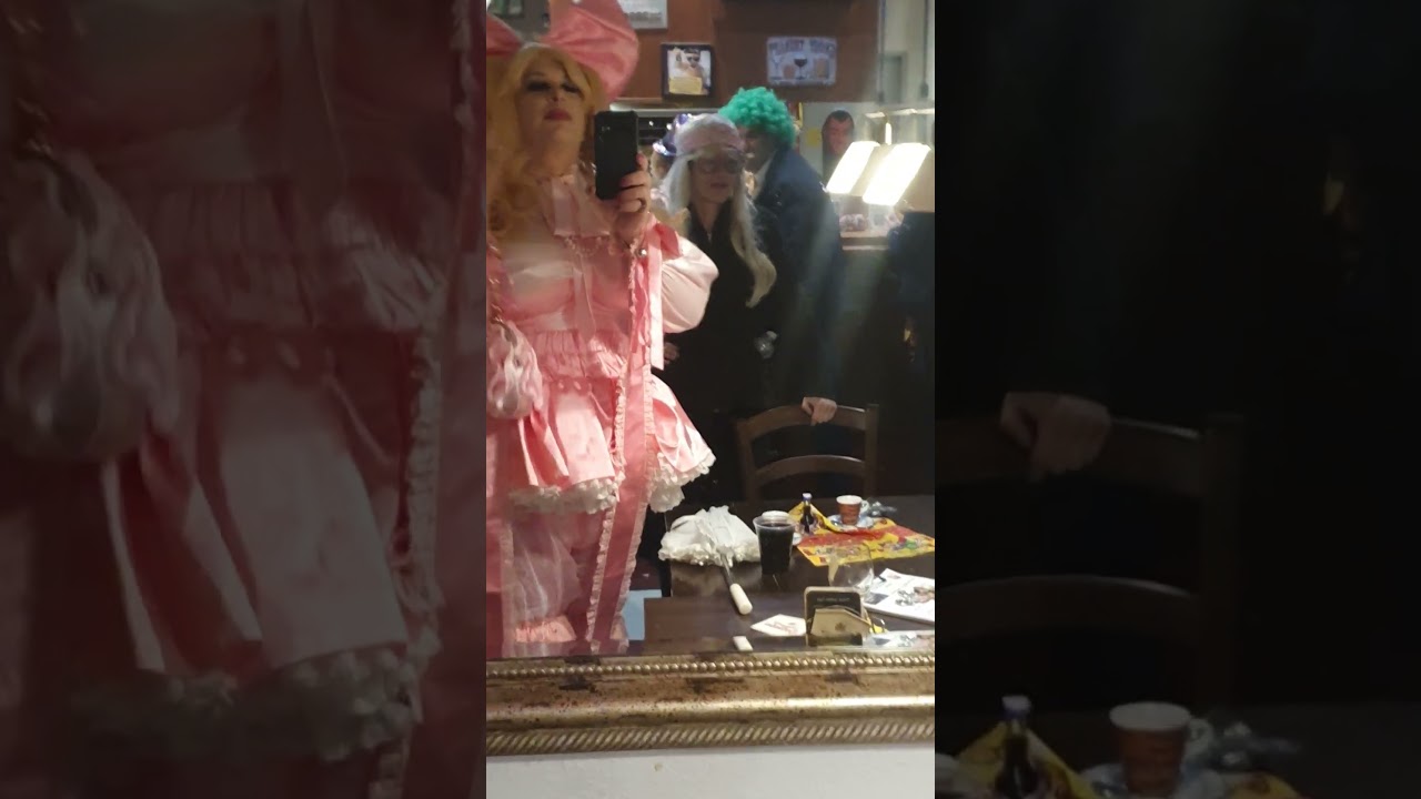 pink prissy sissy crossdresser out in public