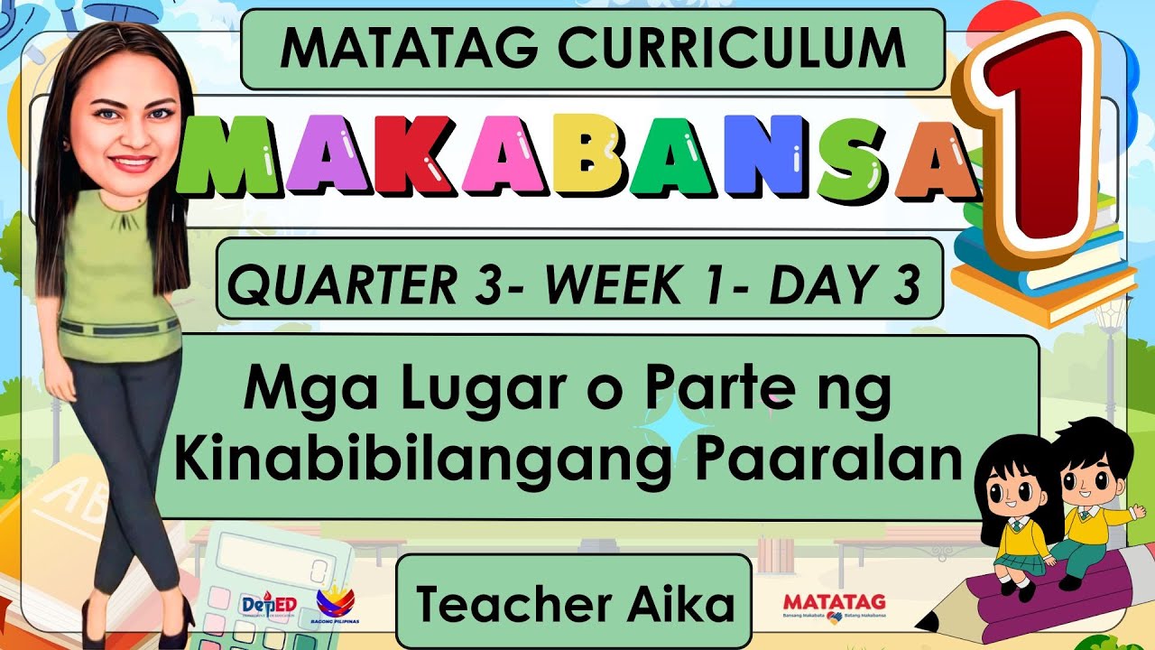 MAKABANSA 1 QUARTER 3 WEEK 1 DAY 3 |Mga Lugar o Parte ngKinabibilangang Paaralan |MATATAG CURRICULUM