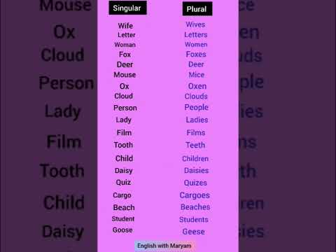 Singular and Plural Nouns#Singular/Plurals#English with Maryam