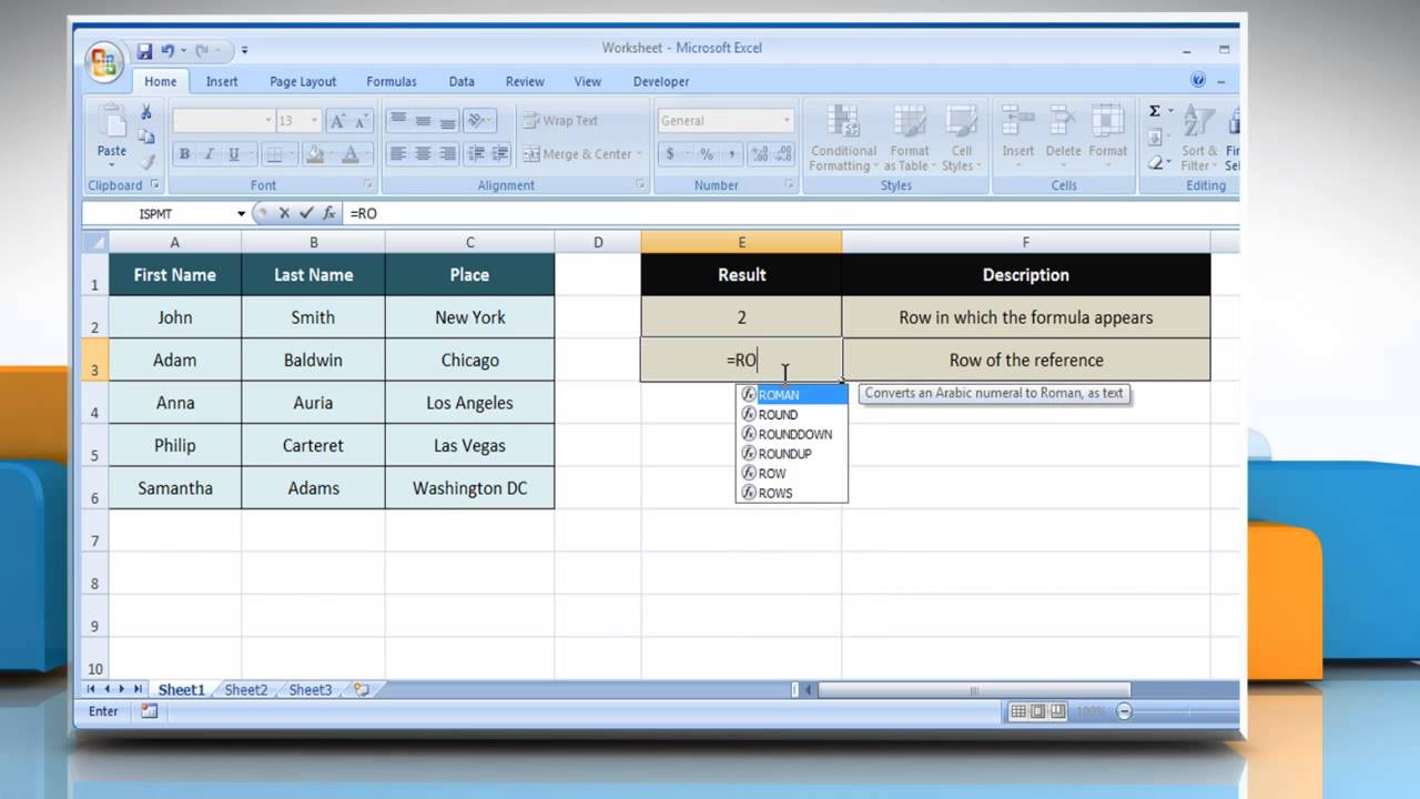 How to use the ROW Function in Excel :Tutorial