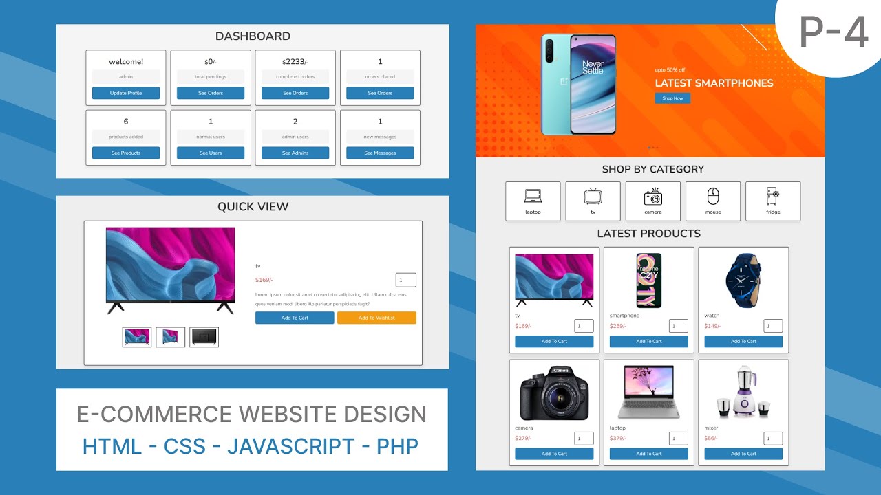 Complete Responsive E-Commerce Website Using HTML - CSS - JavaScript - PHP PDO | Product CRUD