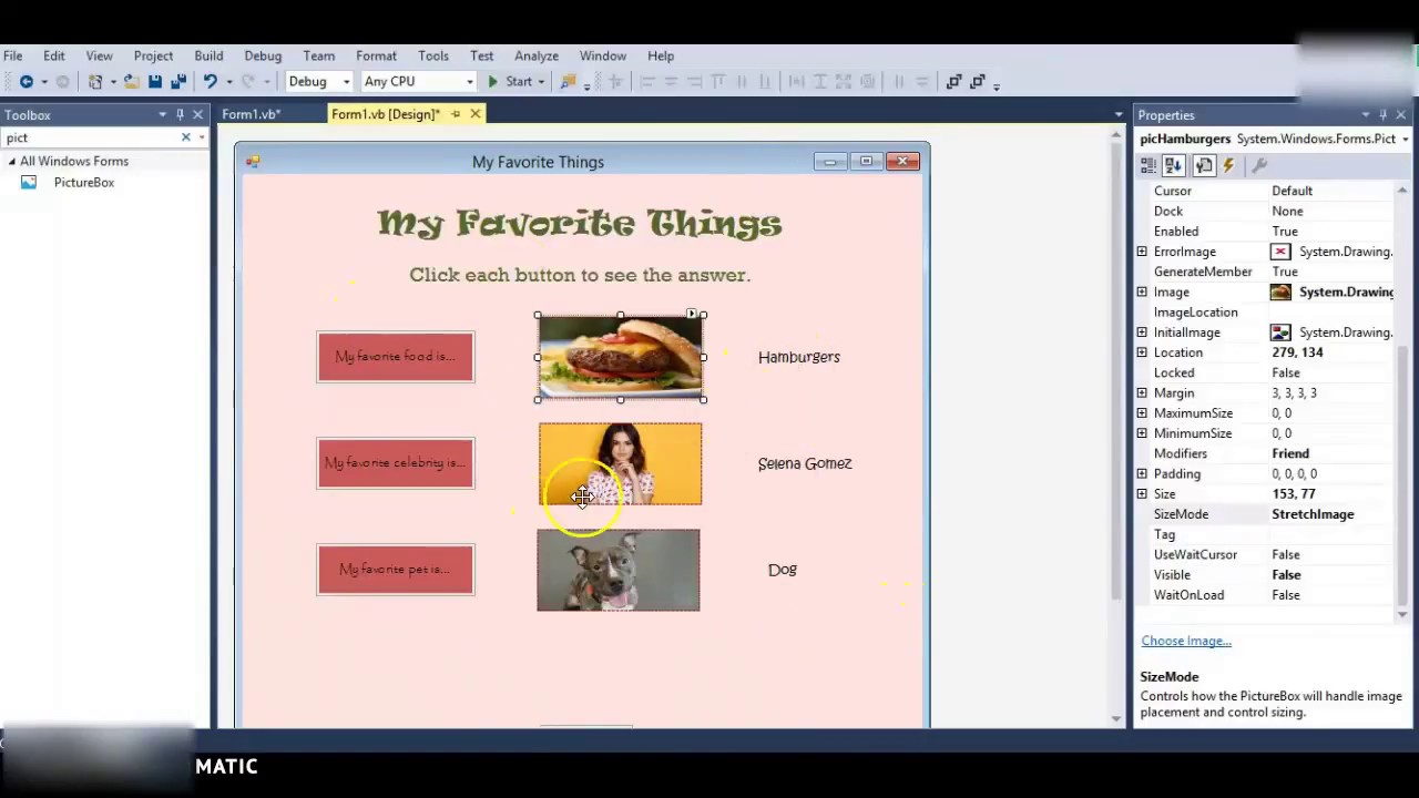 Microsoft Visual Basic .NET Picture Boxes, Buttons, Labels