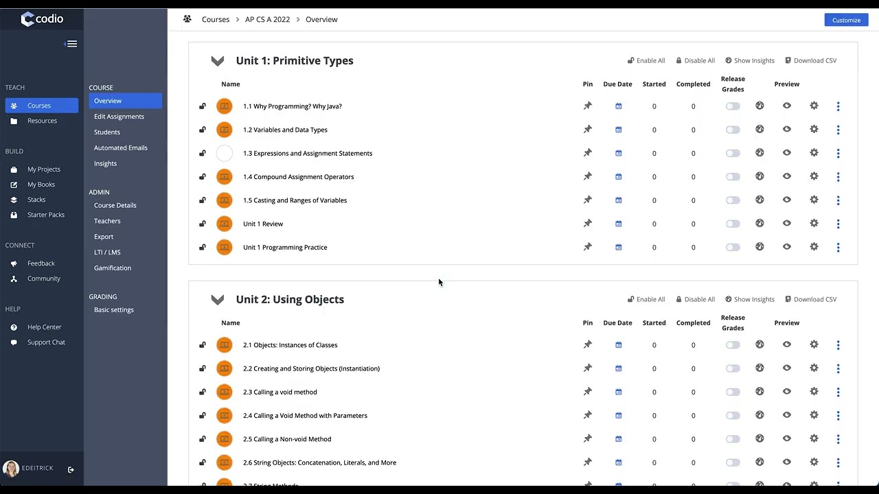 How To Work Through Codio's AP CS A Course
