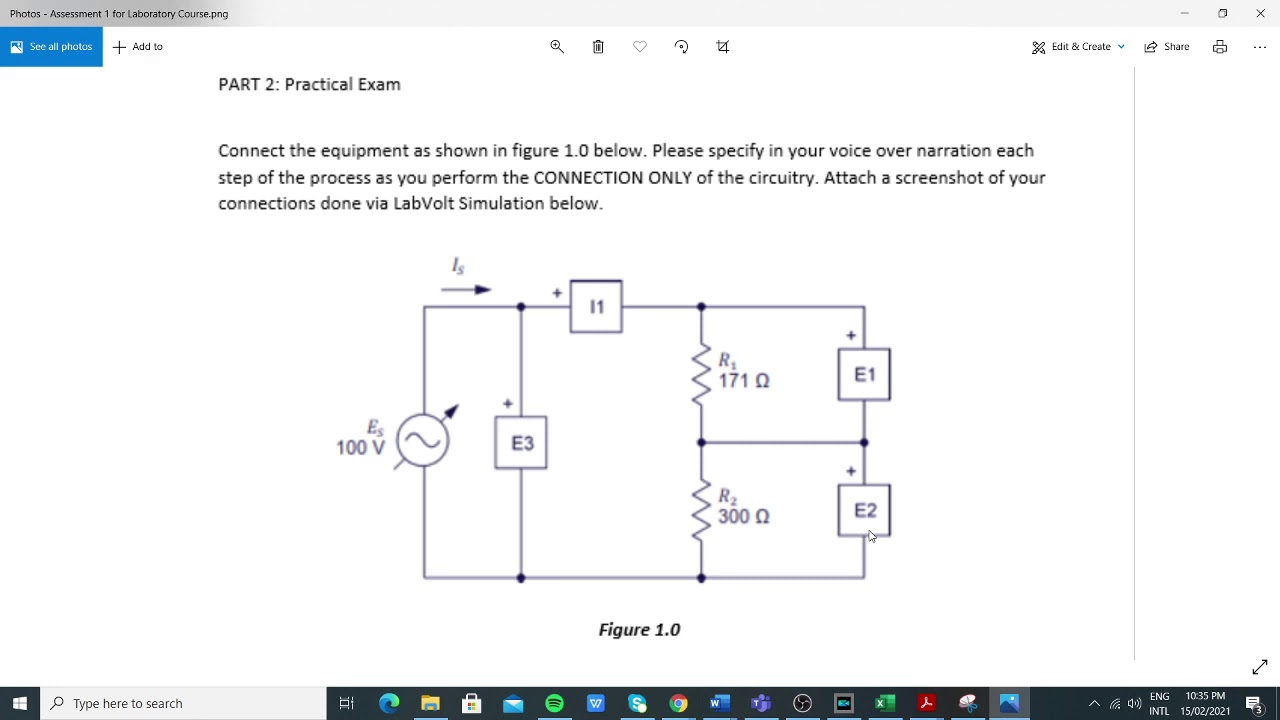 PRACTICAL ASSESSMENT FOR CIRCUITS 2 LAB using LabVolt Simulator