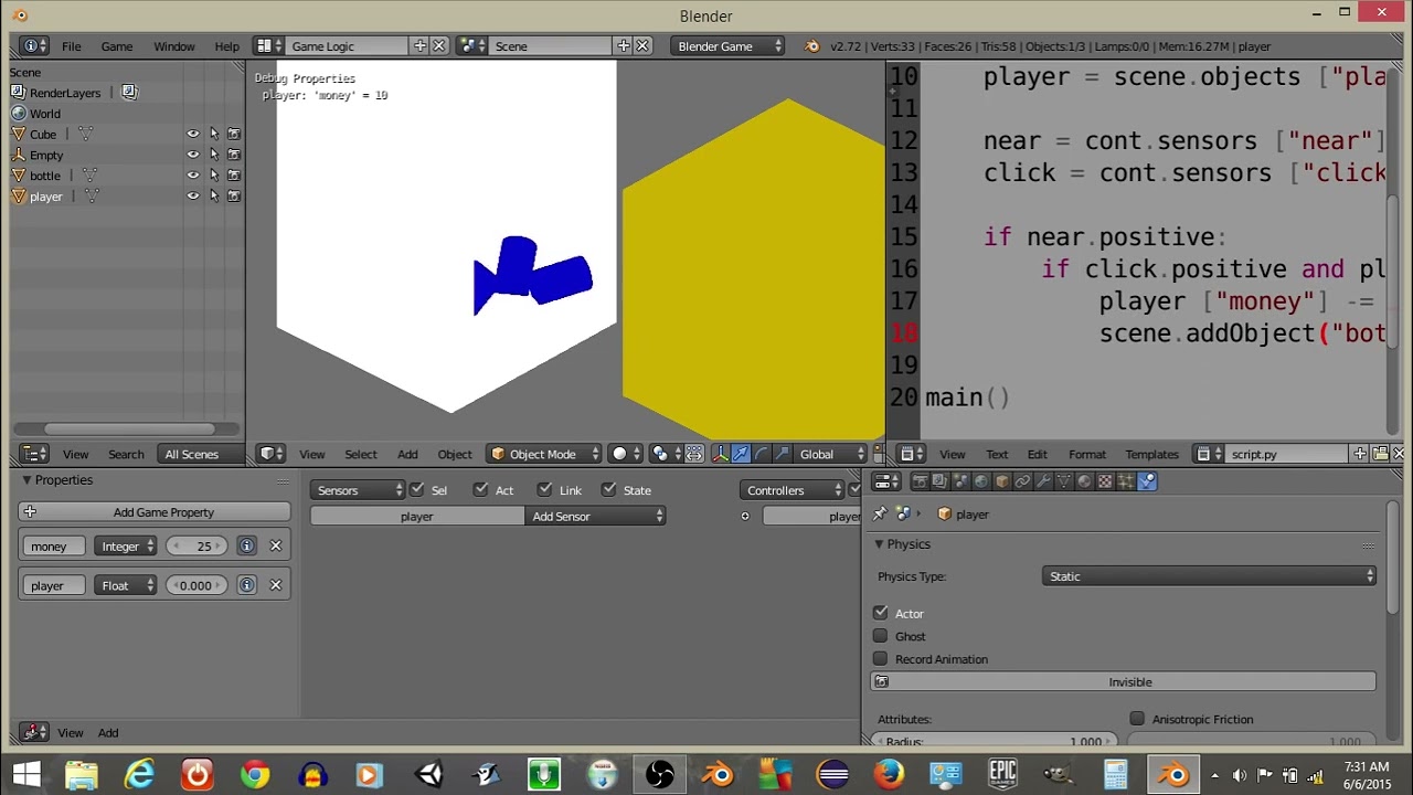 UPBGE - Making a Vending Machine Python