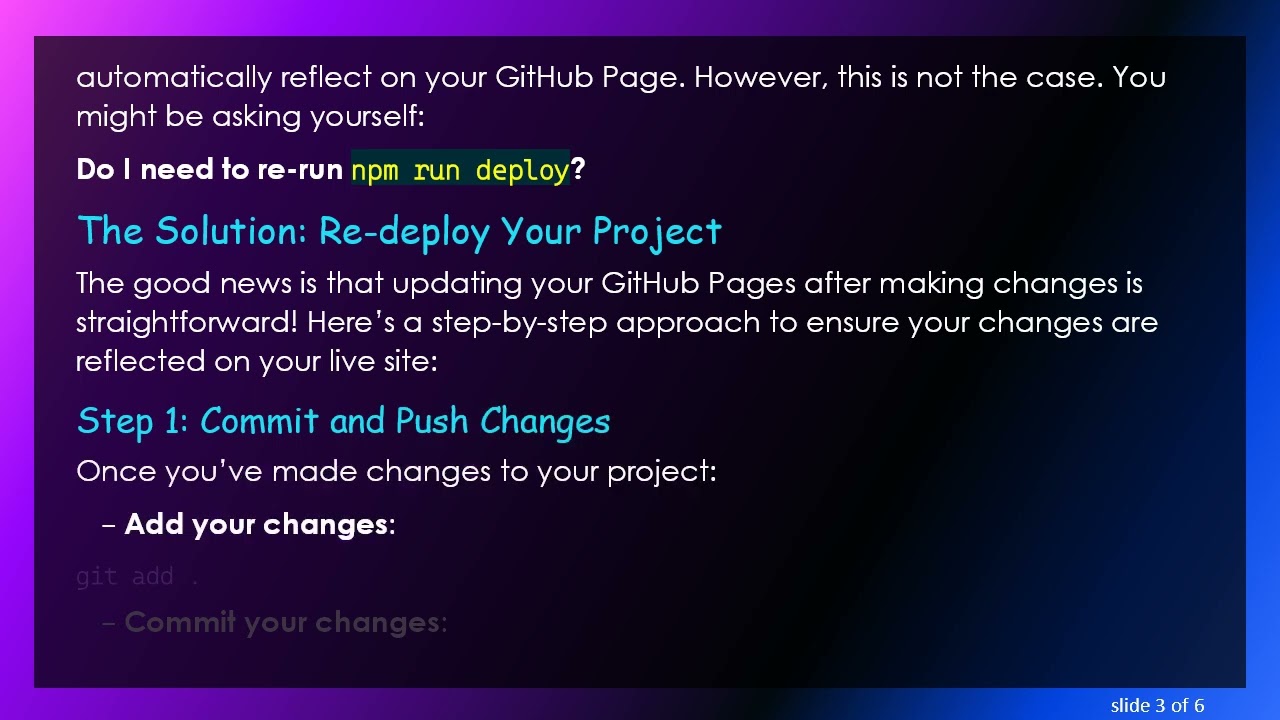 How to Update Your Github Pages After Deploying Changes