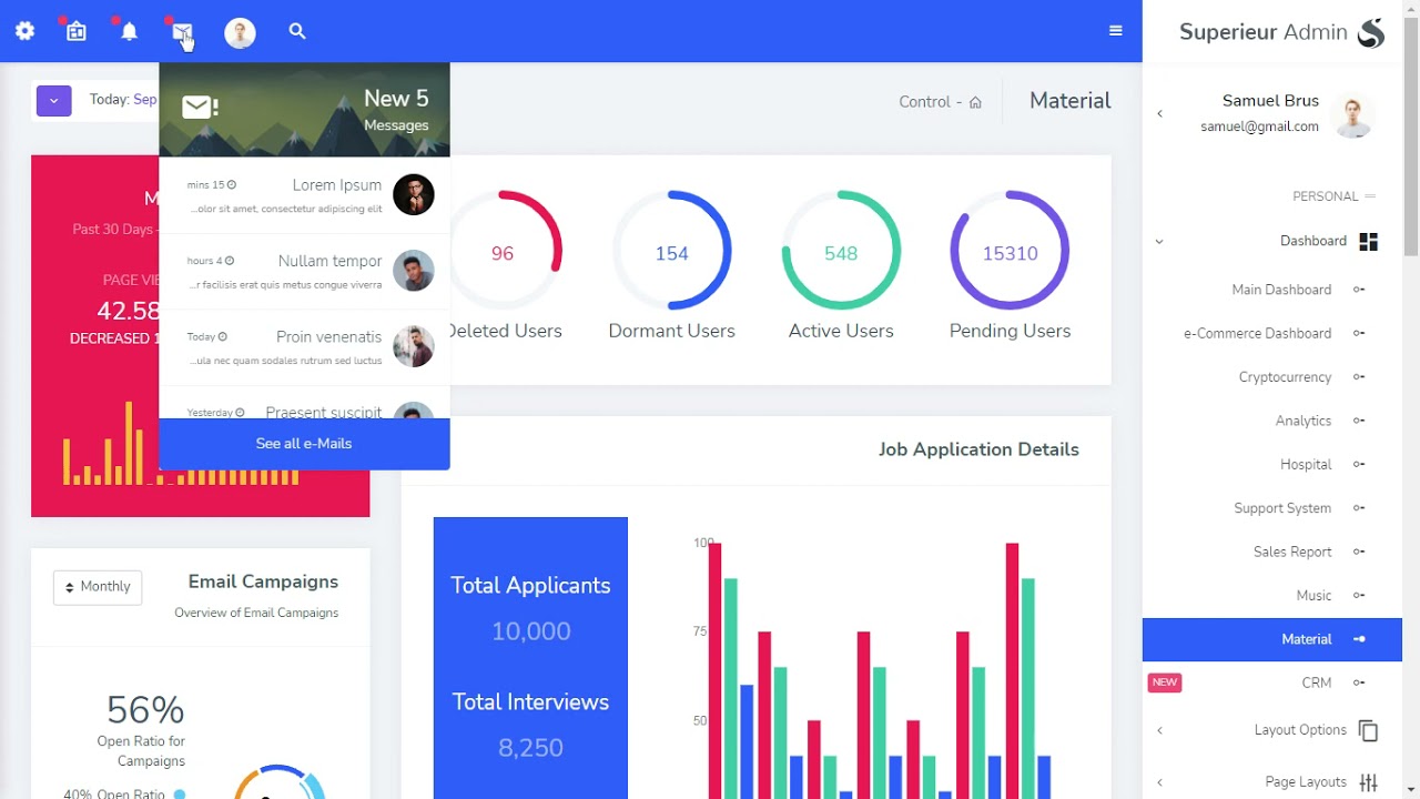 Material Dashboard Bootstrap Admin Template with RTL Light Theme