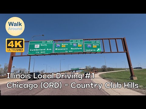 ć4K60ć Illinois Local Driving: Chicago (O'Hare International Airport) - Country Club Hills #1
