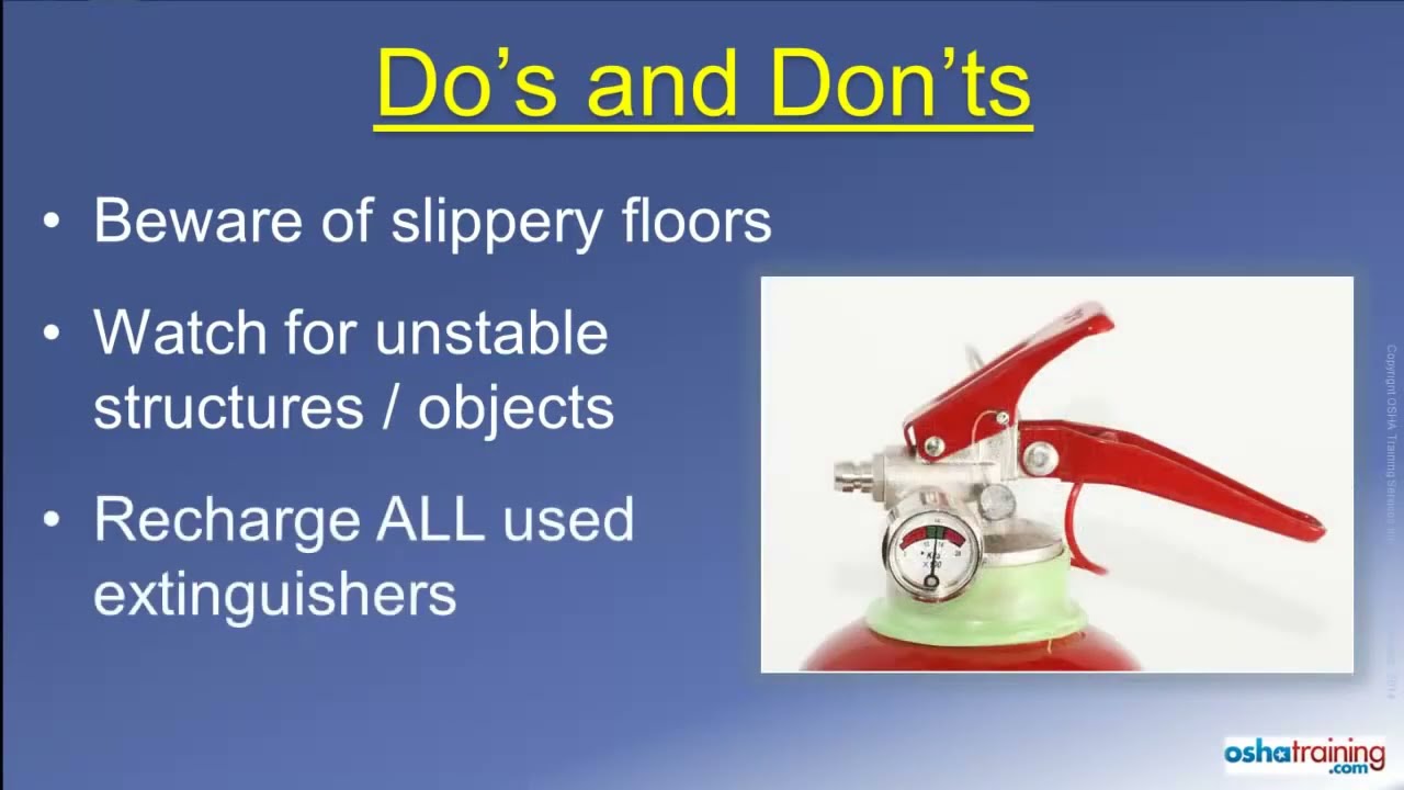 Free OSHA Training Tutorial   Portable Fire Extinguishers