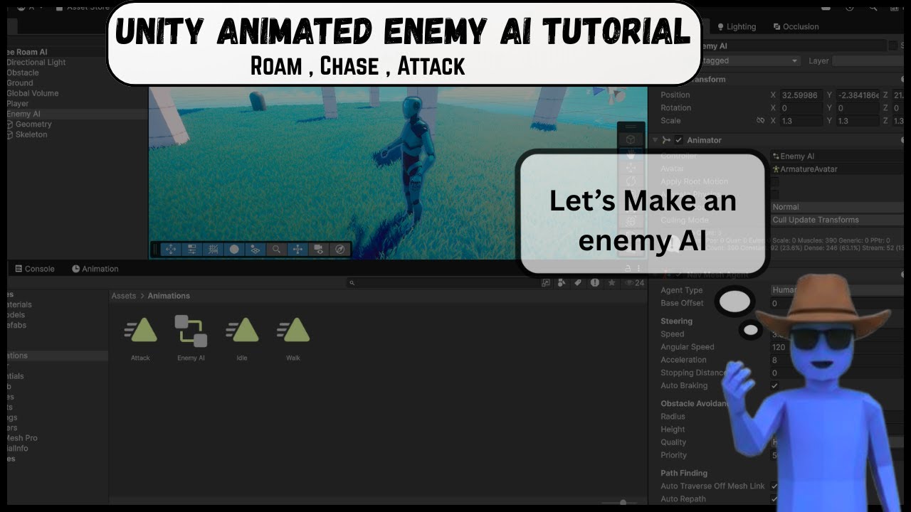 Unity3d Enemy AI Tutorial — Roam, Chase, Attack