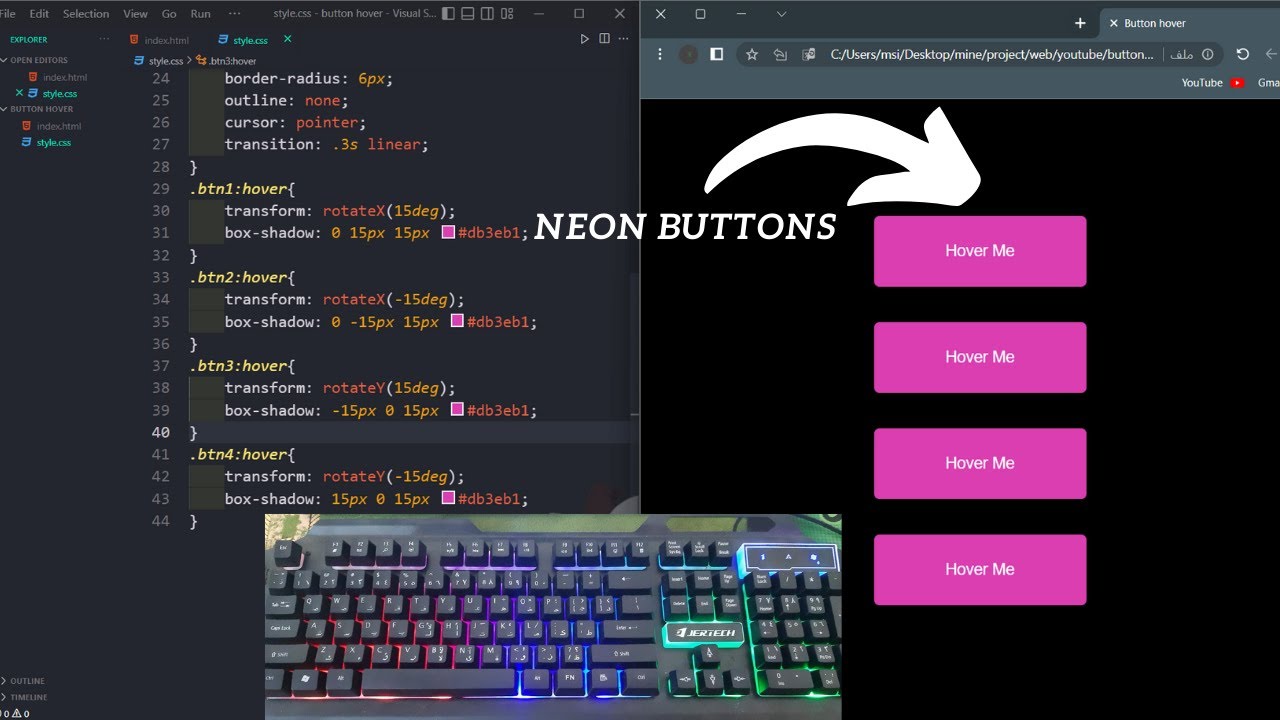 ASMR Programming - Coding Button Hover UI - No Talking