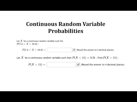 Determine Continuous Random Variable Probabilities from Given ...