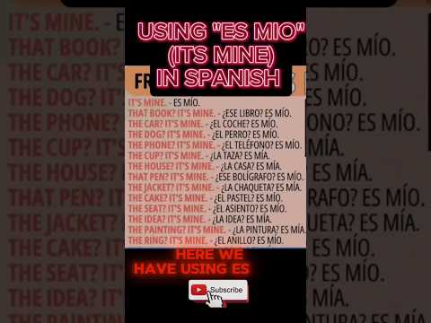 Using "ES MIO" (It's Mine) in Spanish | Subscribe 🔗 | #spanish #spanishlearning101🔴