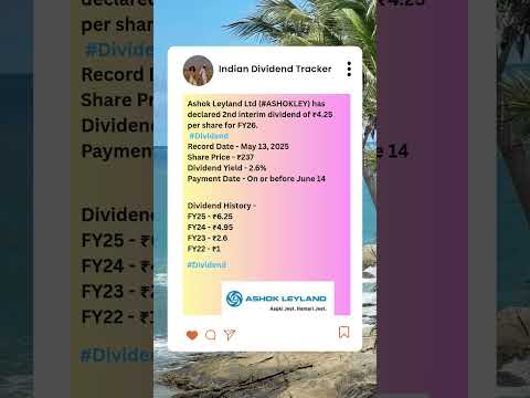 Ashok Leyland Ltd 2nd Interim Dividend of FY25 Credited in Bank Accounts #BreakingNews #StockMarket