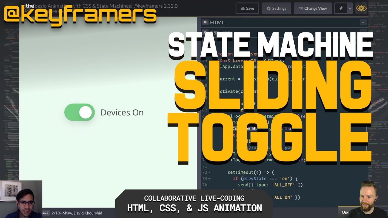 🚦Toggle animation with CSS & State Machines! Live collaborative coding with the @keyframers 2.32.0