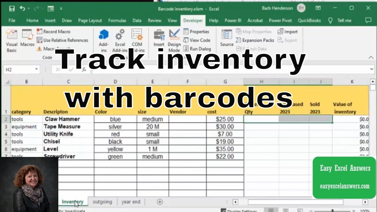 Track inventory with barcodes in Excel