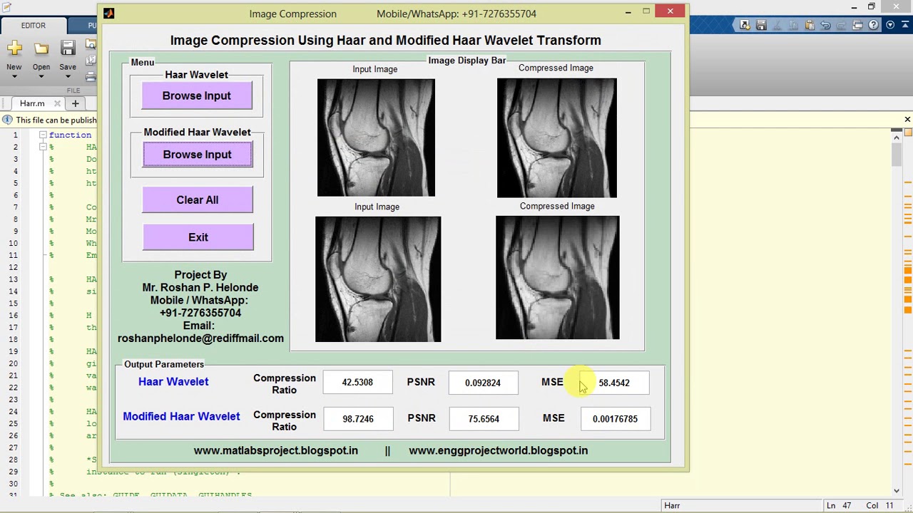 Image Compression Using Modified Haar Wavelet Transform Using Matlab Project Code