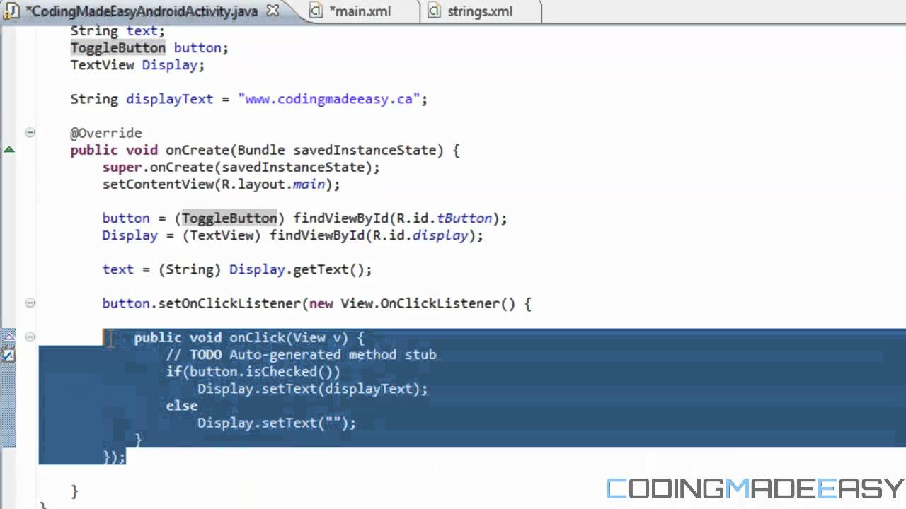 Android Development Made Easy Tutorial 7 - Toggle Buttons and IDs