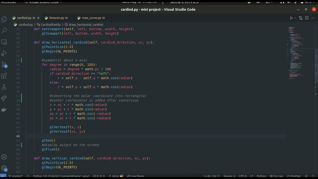 Plotting Polar Curves using PyOpenGL