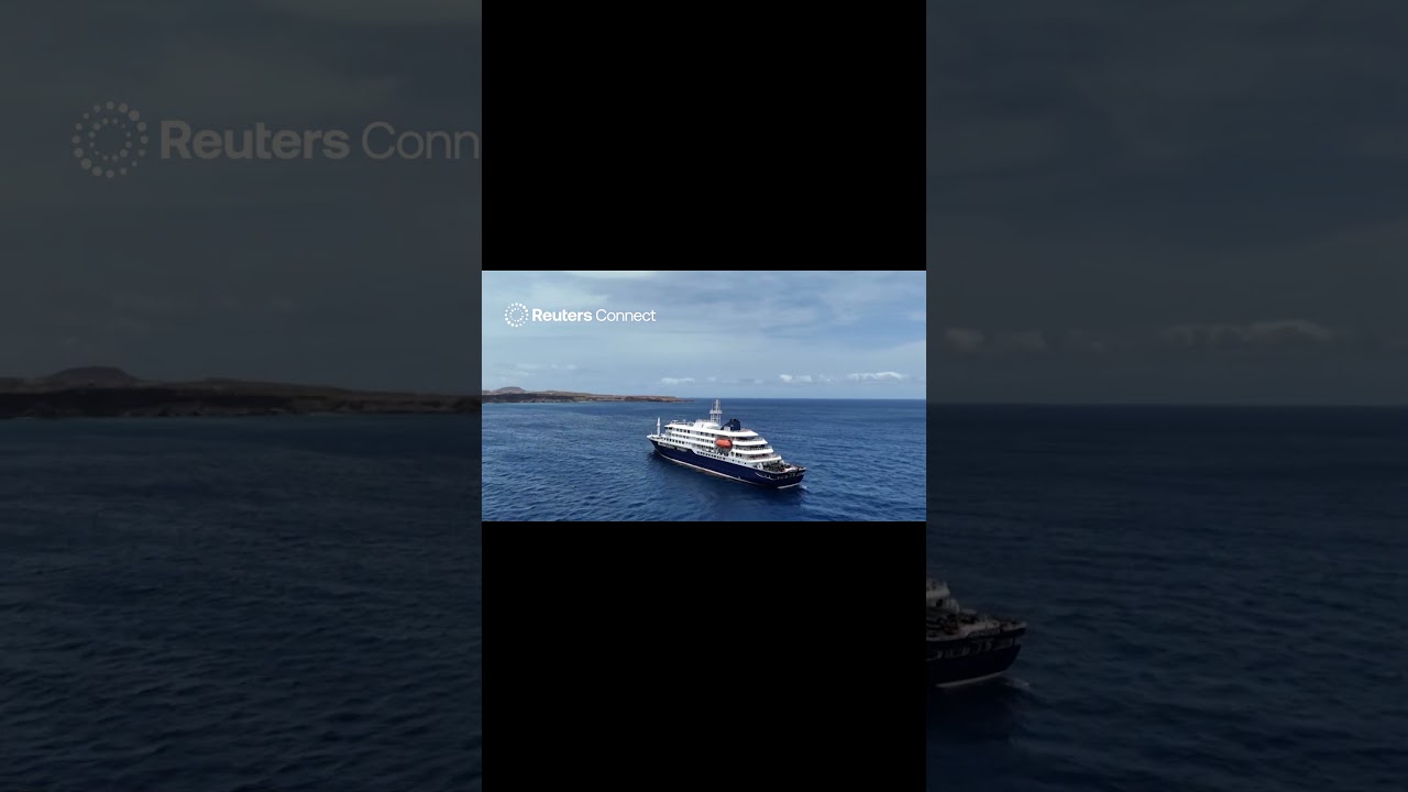 Drone views of Hantavirus-hit cruise ship MV Hondius