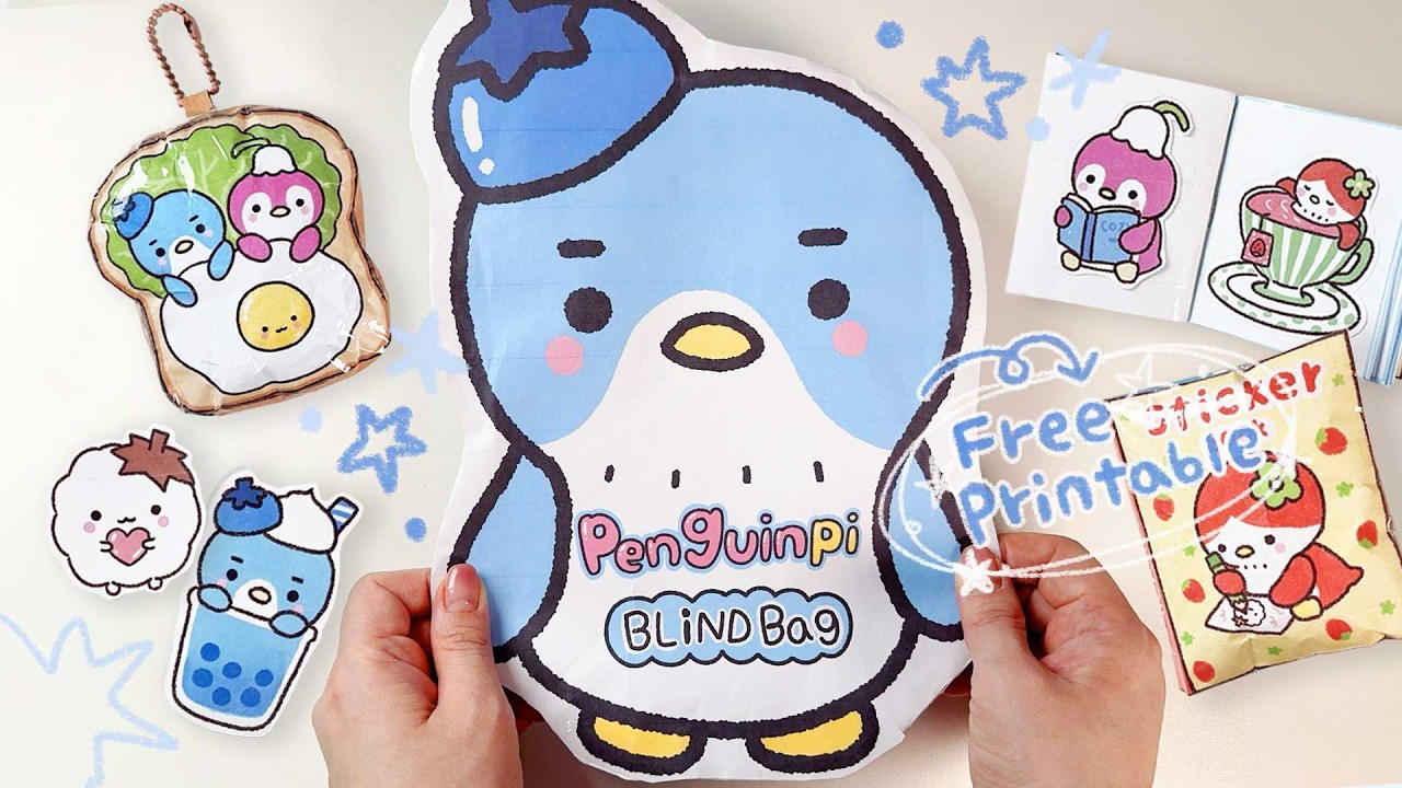 Penguinpi Blind Bag opening ASMR l Tutorial + Free printable💛
