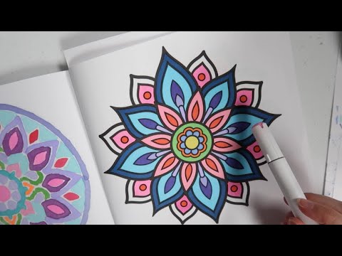 Relaxing Mandala Coloring Page - ASMR Marker Sounds - Beginner Mandala