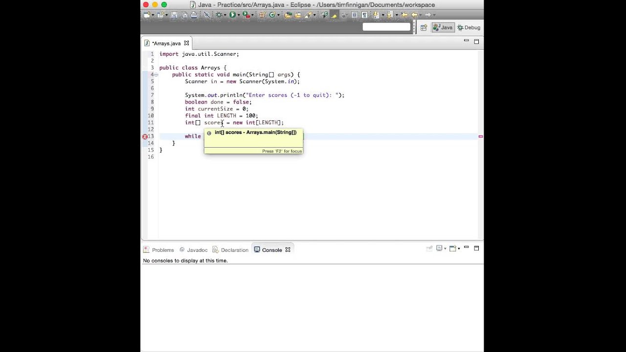 Partially-Filled Array (Java)
