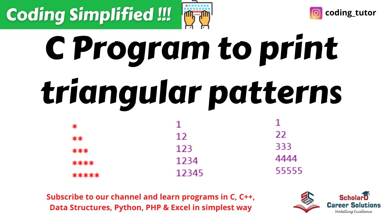 C Program To Print Basic Triangular Patterns using for loop | Coding Simplified