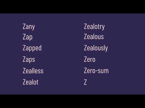 LIST OF NAGATIVE WORDS START WITH Z
