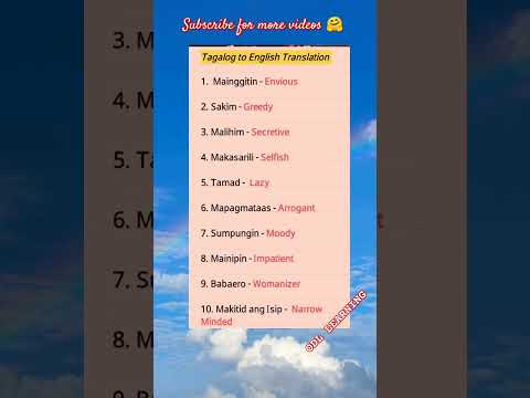 Tagalog English Translation build your Vocabulary Words Filipino to English #educationalvideo
