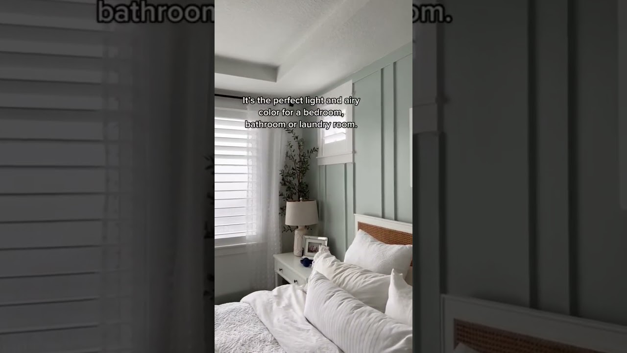 Our primary bedroom paint color, Sherwin Williams Sea Salt!