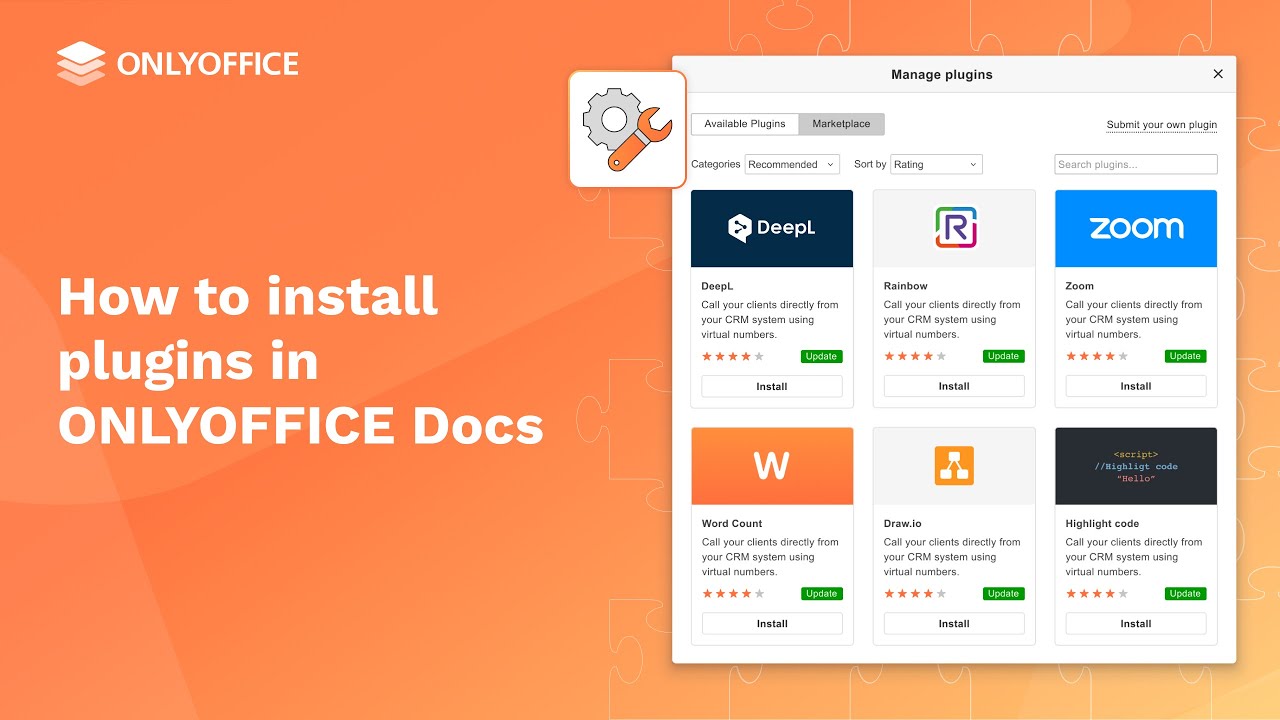 How to install plugins in ONLYOFFICE Docs