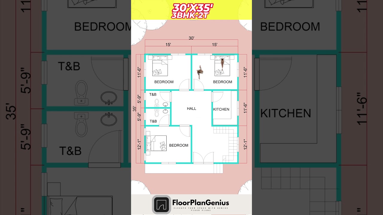 25 x 30 | 3 BEDROOM | 750 SQFT plan home design best plan in small area.