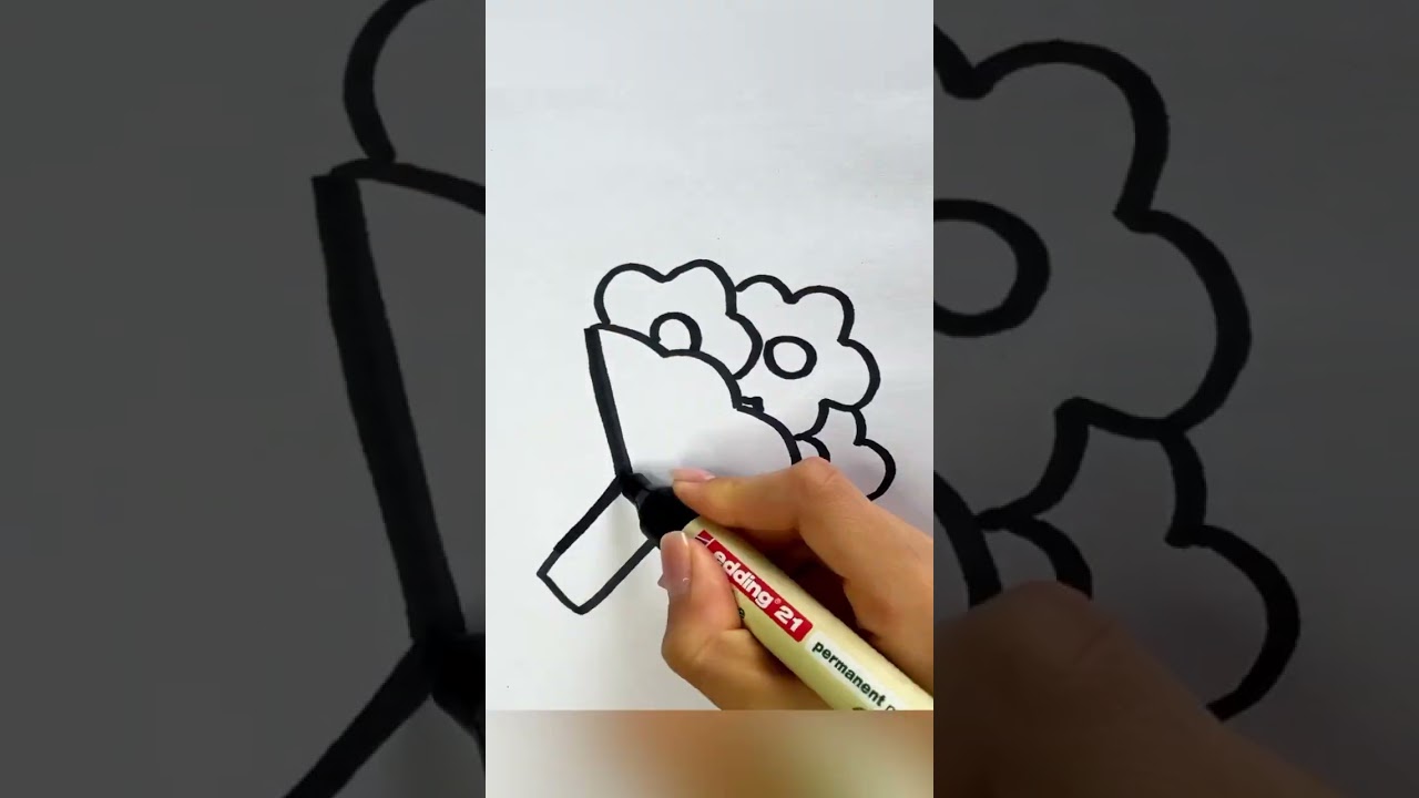 How to draw a bouquet of flowers 💐 #drawing #painting #coloring #art