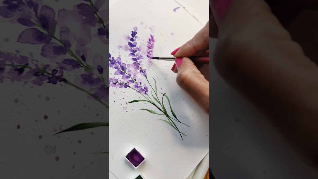 Painting Watercolour Lavender  #stepbysteppainting #beginnerwatercolor #worldwatercolormonth #tut