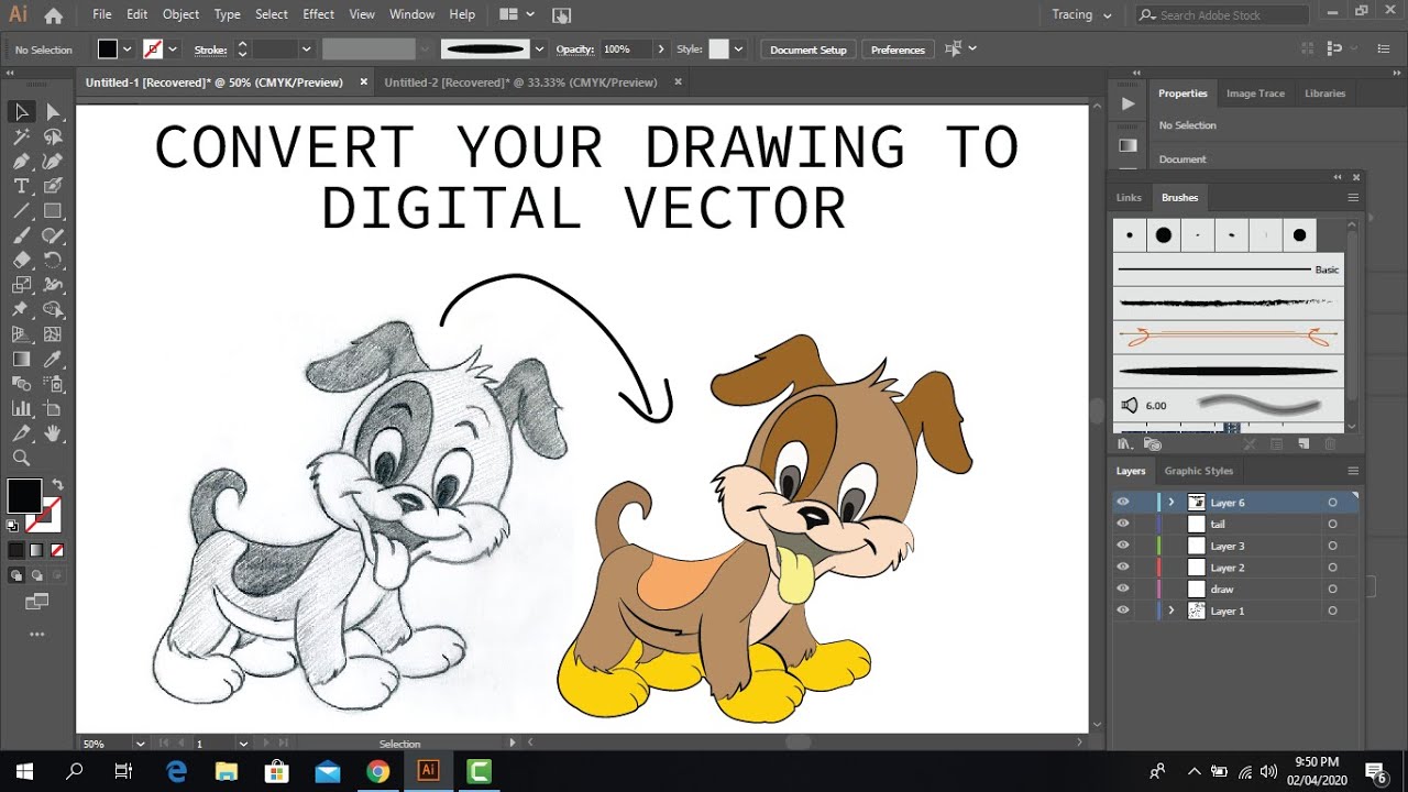 TUTORIAL||CONVERT YOUR DRAWING/PENCIL ART TO DIGITAL/VECTOR CARTOONS||ADOBE ILLUSTRATOR(HINDI/URDU)