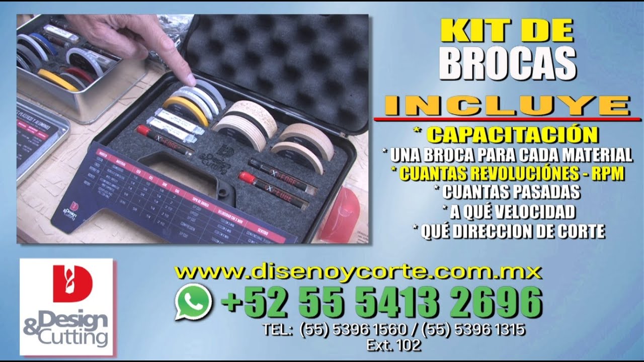 KITS DE BROCAS - INCLUYE CAPACITACIÓN Y TABLA DE VELOCIDADES - Varias Aplicaciones y Materiales